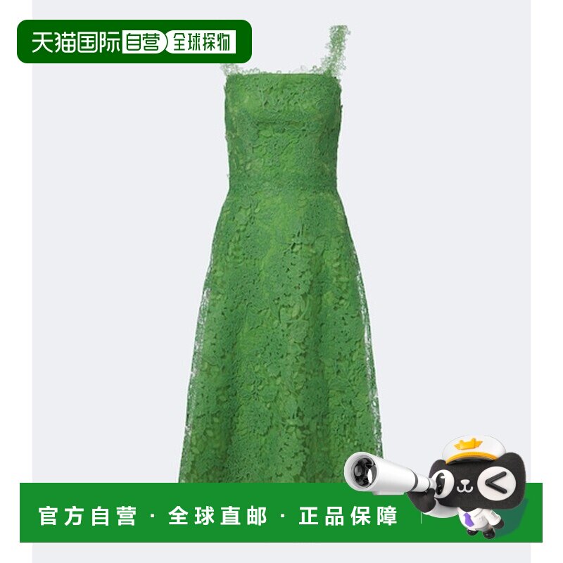香港直邮CAROLINA HERRERA 女士 花朵蕾丝中长连衣裙