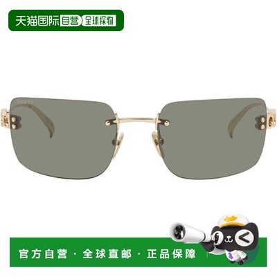 1h可退 香港直邮Gucci 古驰 女士 金色 Block Bending 太阳镜 GG2