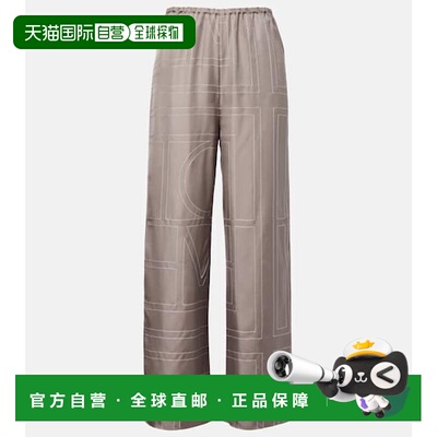 香港直邮toteme 女士 徽标真丝斜纹布阔腿裤 grey灰色 舒适时尚