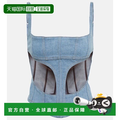 1h可退 香港直邮Mugler 穆勒 女士 牛仔网纱束腰上衣 001383背心