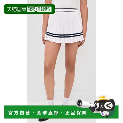 1h可退 香港直邮SPORTY & RICH 女士 Serif 徽标褶裥半身裙a字裙