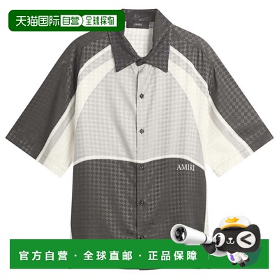 1h可退 香港直邮AMIRI 男士 拼接纽扣衬衫 AMTOSH1033 black黑色