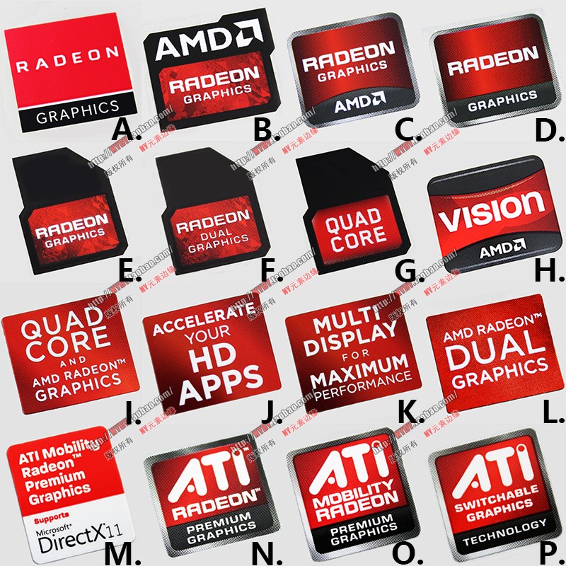 新款amd Ati显卡原装笔记本 Radeon Graphics标志logo标签贴纸虎窝淘