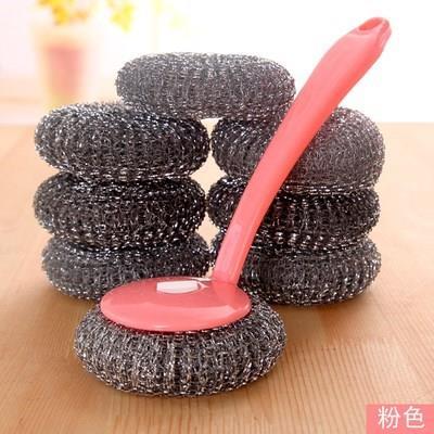 long handled steel wire ball brush, handle, large cleaning