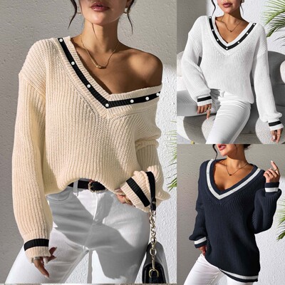 European And American Women's College Style Top Color-blocke