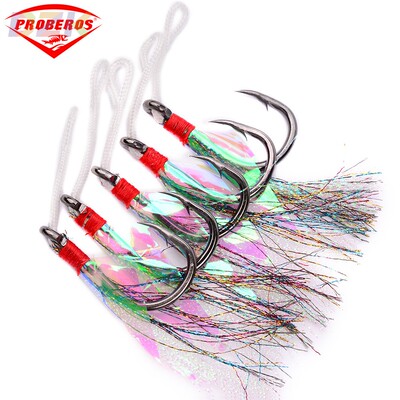 PRO BEROS海钓钩垂钓有倒刺绑毛铁板钩路亚渔具耐海水腐蚀船钓c8