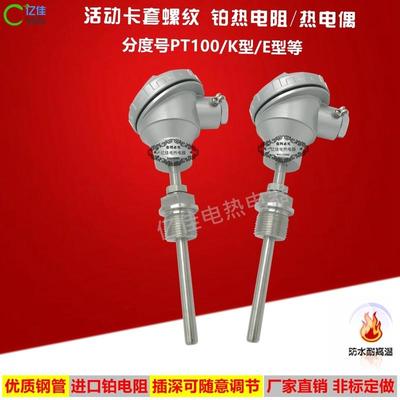 WZP-330/WZP-331铂热电阻PT100温度感测器活动螺纹热电偶温度监视