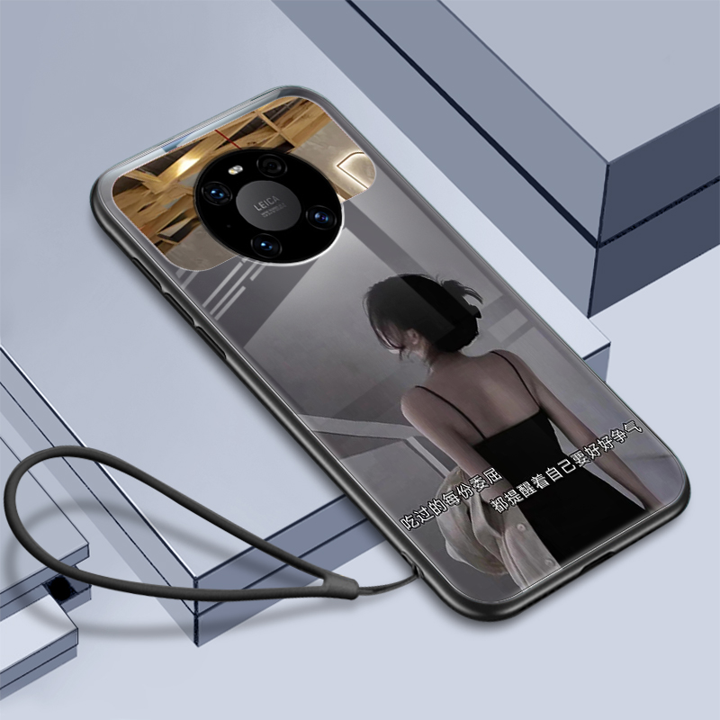 新款网红女孩背影华为mate40pro手机壳镜面玻璃mate30超薄p40外壳带镜子p30全包mate20时尚p20保护套p40pro_虎窝淘