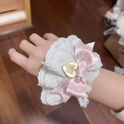 新款甜美少女粉色蕾丝手袖