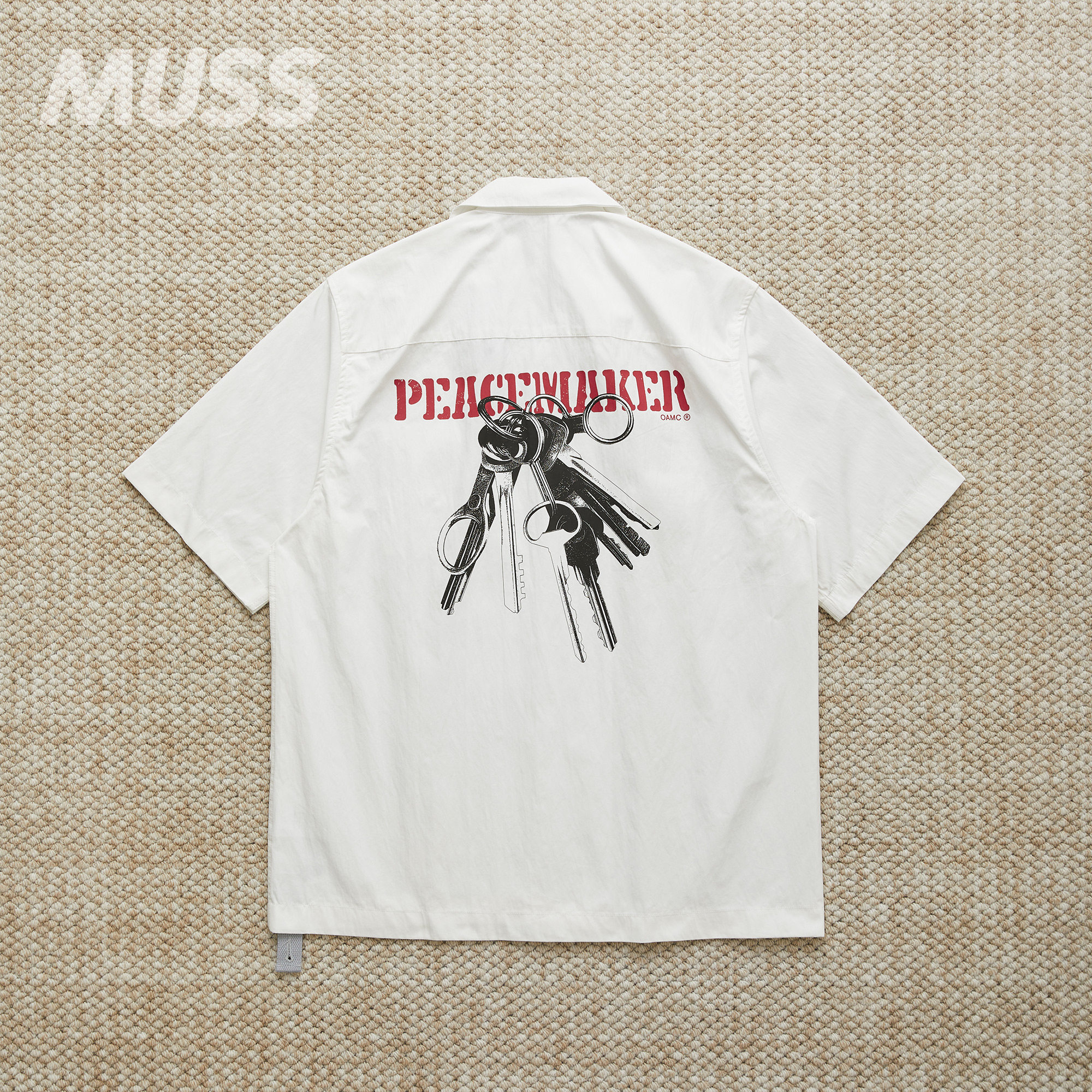 现货 OAMC PEACEMAKER BOXY SHIRT 字母钥匙印花复古短袖衬衫