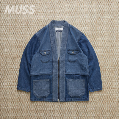 FDMTL日产水洗复古牛仔道袍开衫