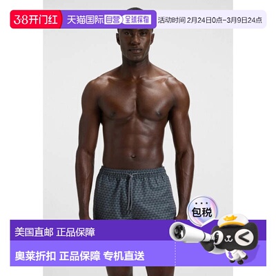 自营Hugo Boss Men's Vibe Geometric Print Swim Trunks, Open G