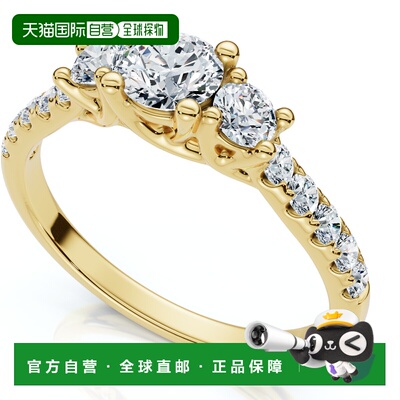 自营pompeii33/4ct Elira Three Stone Diamond Ring 10K Gold La