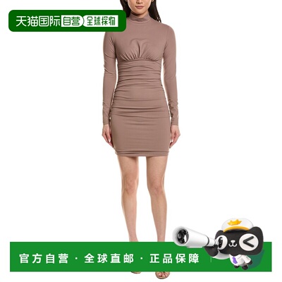自营susana monaco Gathered Mock Neck Dress - brown 美国奥莱