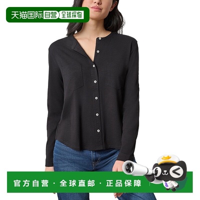 自营Lilla P Mandarin Collar Button Down Shirt - black 美国奥