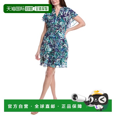 自营Julia Jordan Printed Chiffon Short Sleeve Mini Dress - b