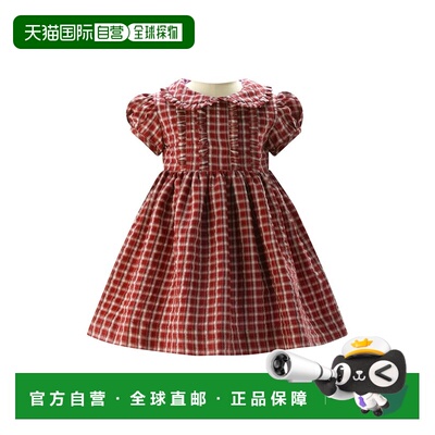 自营 Rachel Riley格子褶边前襟连衣裙和Bloomers套装-白色 美国