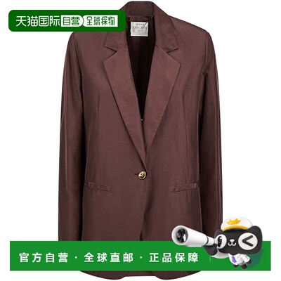 自营forte forte宽松的塔夫绸夹克，不规则金色纽扣-黑色 美国奥