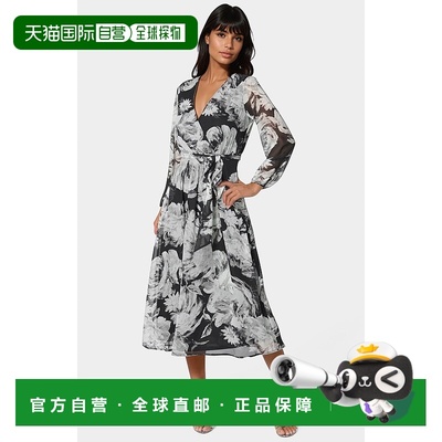 自营Bebe Women's Print Wrap Midi Dress - open miscellaneous