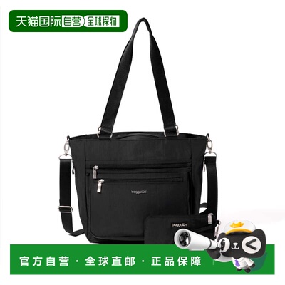 自营baggallini女式现代日常购物手提包，带护腕-黑色 美国奥莱直