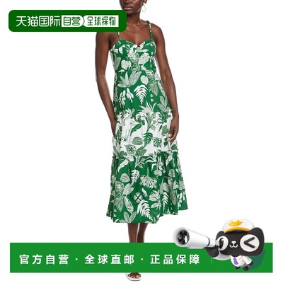 自营FARM Rio Forest Soul Mix Midi Dress - green 美国奥莱直发