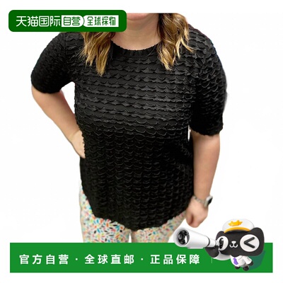 自营 multiples黑色紧身短袖上衣 美国奥莱直发服饰