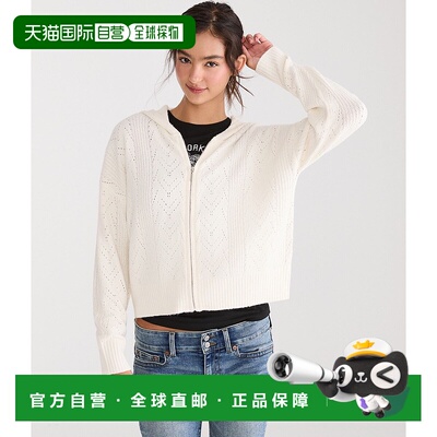 自营Aeropostale Cozy Pointelle Full-Zip Sweater Hoodie - flo