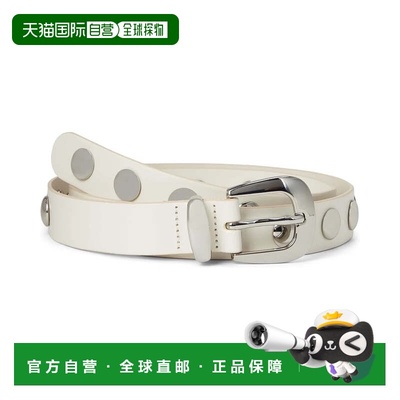 自营Women's Madewell Western Belt Ivory Leather Dome Studded