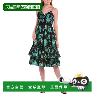 自营 Zac Posen Taffeta鸡尾酒会连衣裙-绿色 美国奥莱直发性感