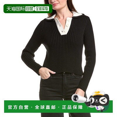 自营English Factory Colorblocked Polo Sweater - black 美国奥