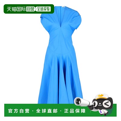 自营ferragamoCotton Poplin Midi Dress - blue 美国奥莱直发