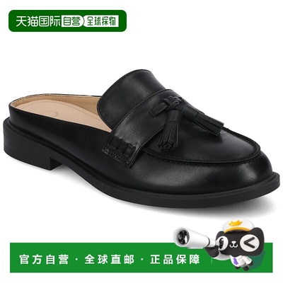 自营 journee collectionJournee女式Azura流苏骡拖鞋-黑色 美国