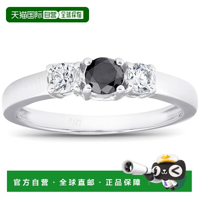 自营 pompeii31/2 克拉黑白钻石 3 石订婚戒指 10K 白金 - 10k 白