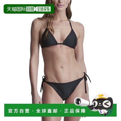 自营DKNY三角比基尼套装配纱笼-黑色 美国奥莱直发
