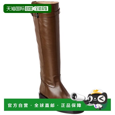 自营Stuart Weitzman Maverick皮革及膝长靴-棕色 美国奥莱直发