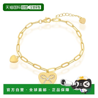 自营 simonaSterling Silver Heart with CZ Ribbon Paperclip Br