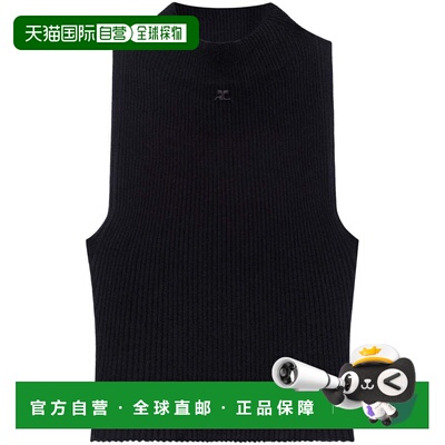 自营courregesRibbed Knit Top - black 美国奥莱直发背心