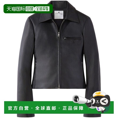 自营courregesBlack Lambskin Jacket - black 美国奥莱直发皮衣