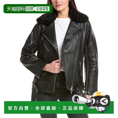 自营 all saintsAllSaints Vendra Nz皮革自行车夹克-黑色 美国奥