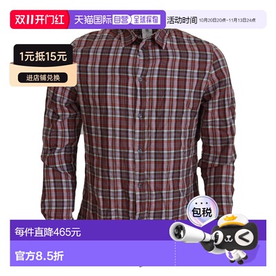 自营GF Ferre Checke Cotton Long Sleeves Casual Men's Shirt -