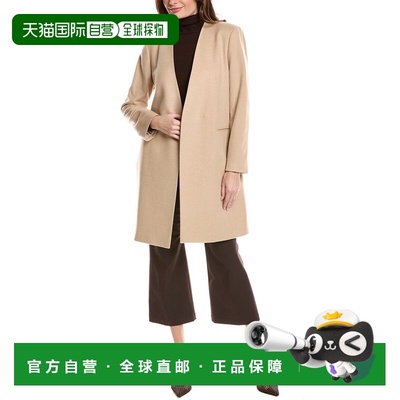 自营Lafayette 148 New York Collarless V-Neck Coat - brown 美