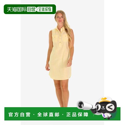 自营duffield lane劳伦柠檬亚麻条纹连衣裙-黄色 美国奥莱直发