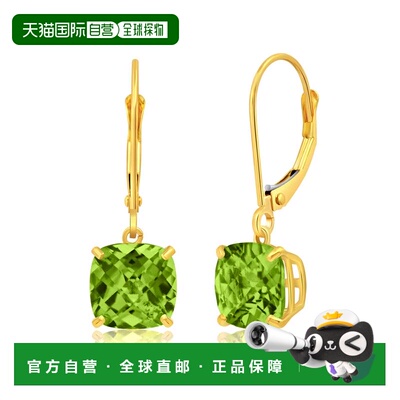 自营max + stone14k纯金宝石悬背式耳环 (8mm) -橄榄石 美国奥莱