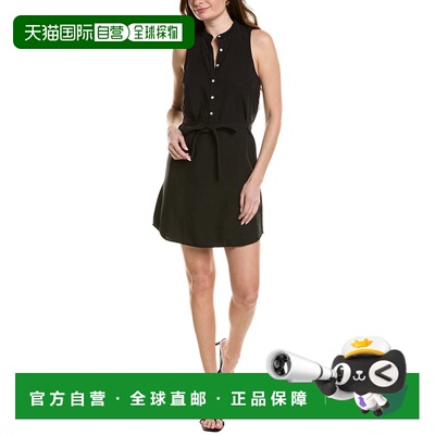 自营Bella Dahl Sleeveless Placket Linen-Blend Dress - black