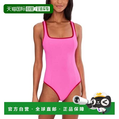 自营beach riot沙滩Riot Cala泳装女电动粉色方领一件GBO3776-粉