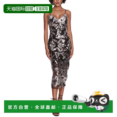 自营Marchesa Notte Stone Dress - black/silver 美国奥莱直发