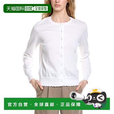 自营Brooks Brothers Scalloped Pointelle Trim Cardigan - whit