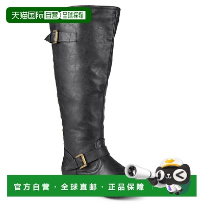 自营 Journee Collection 女式宽小腿 Spokane 靴子 - 黑色 美国