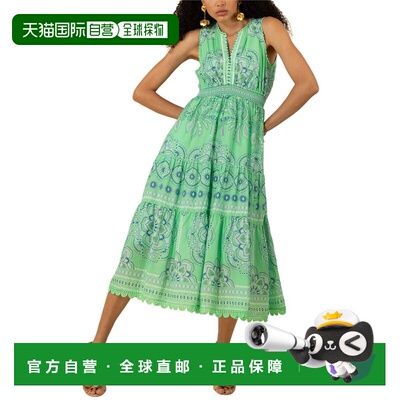 自营Hale Bob Liv Linen-Blend Midi Dress - green 美国奥莱直发