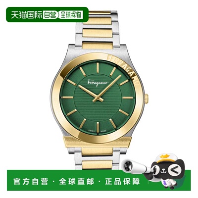 自营salvatore ferragamoGancini皮革手表-双色调/绿色 美国奥莱